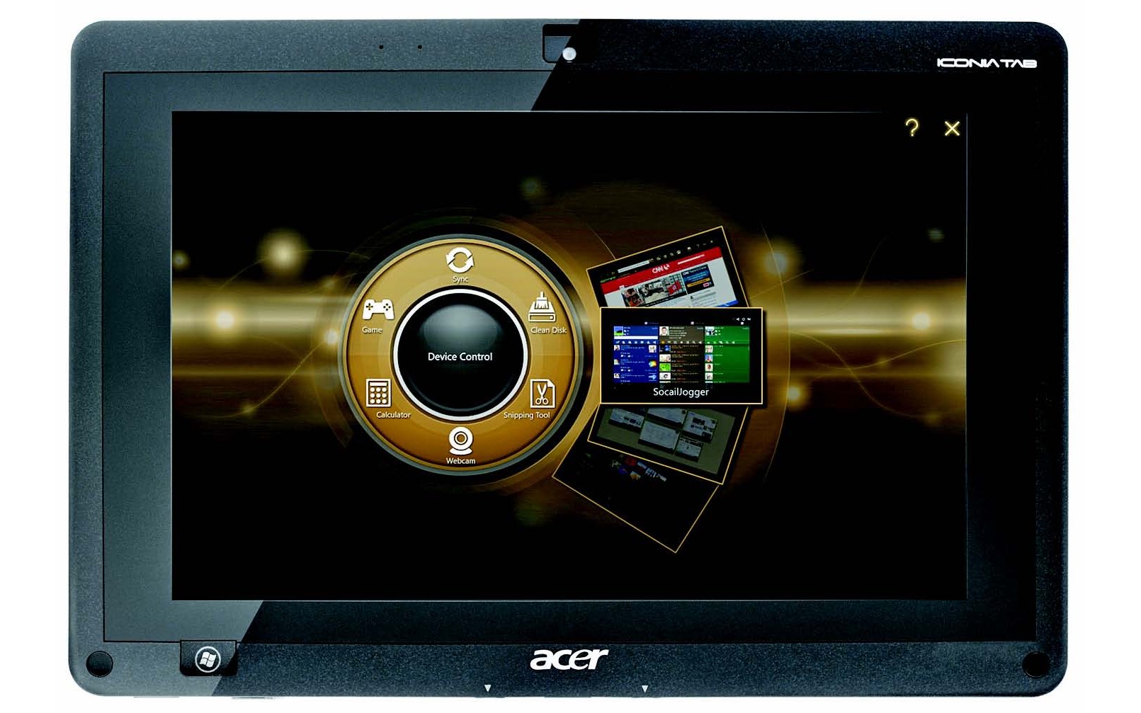 El dispositivo en modo tablet, con el software Acer Ring, que facilita ...