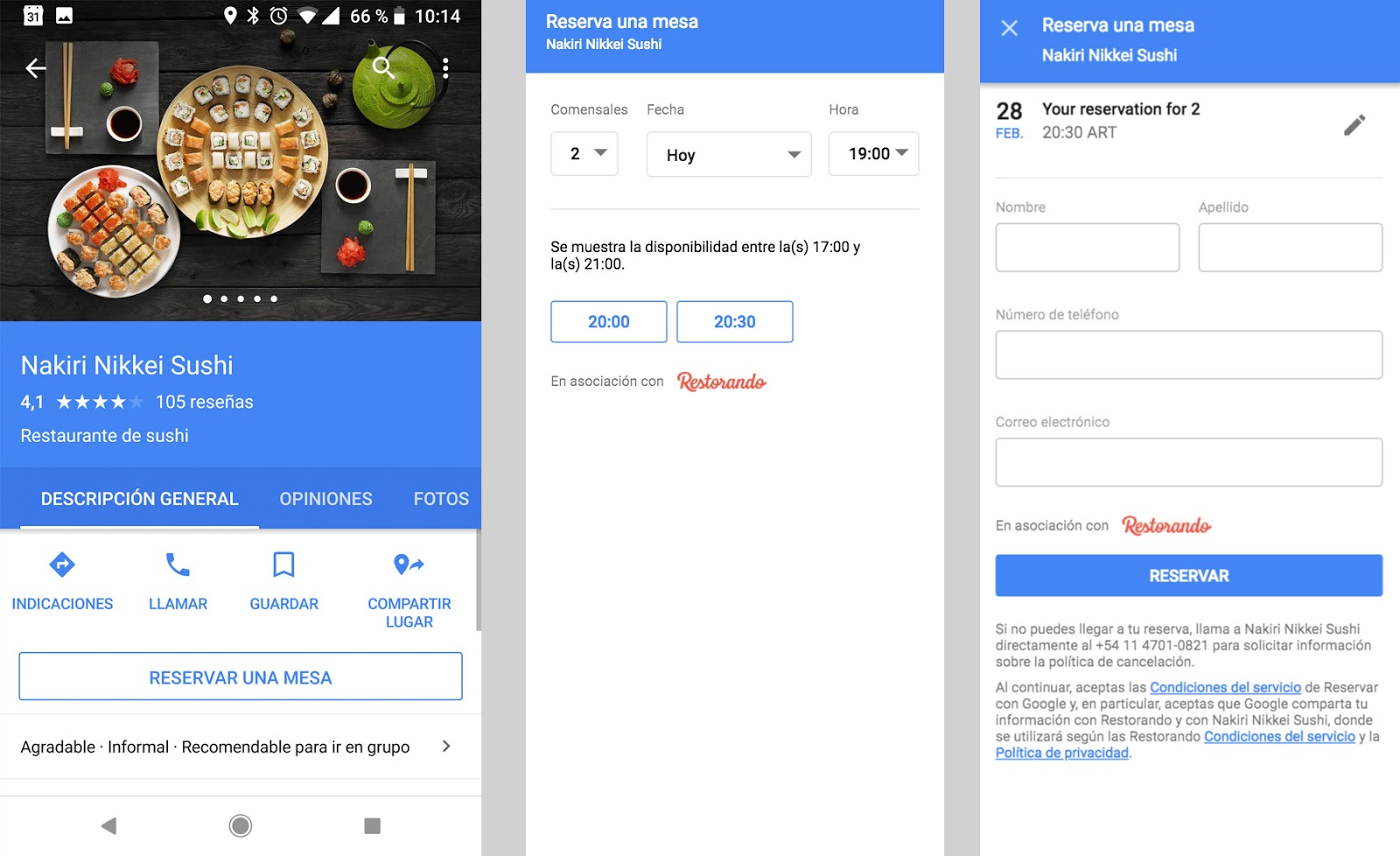 Google habilita en Argentina su servicio de reserva de mesas en ...